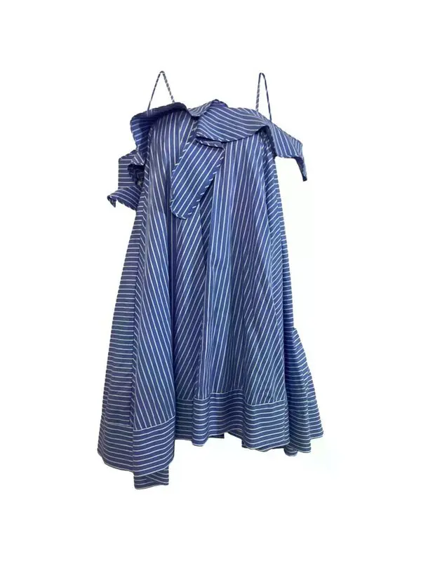 MSGM Striped Asymmetrical Mini Dress