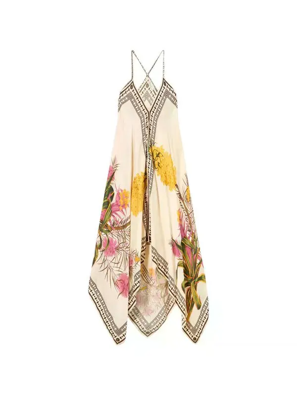 Blumarine Floral Print V-neck Dress - Neutrals