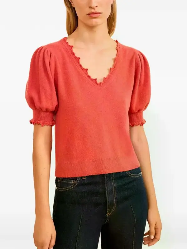 Ulla Johnson Polline V-neck Top - Red