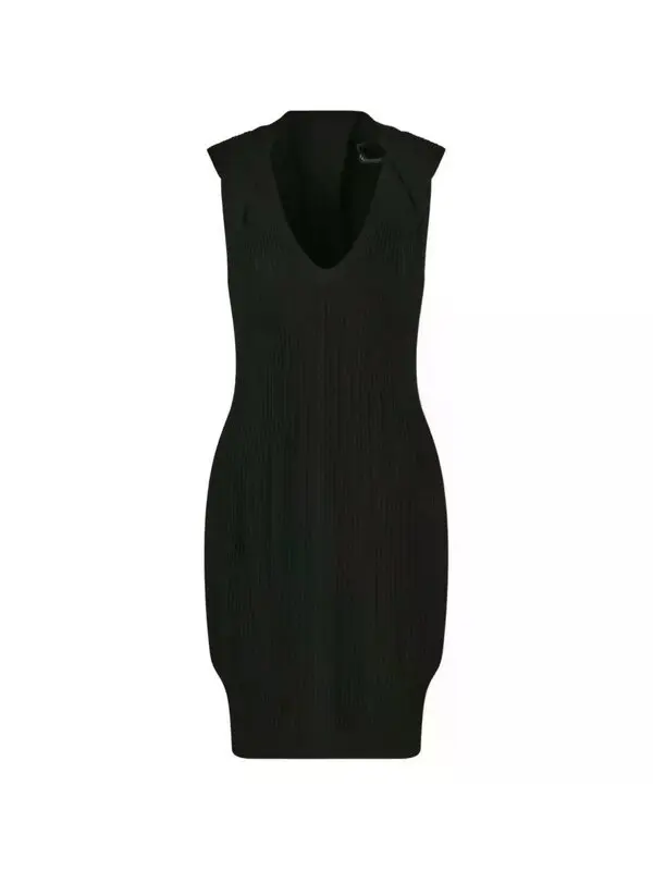 Balmain V-neck Ribbed Mini Dress
