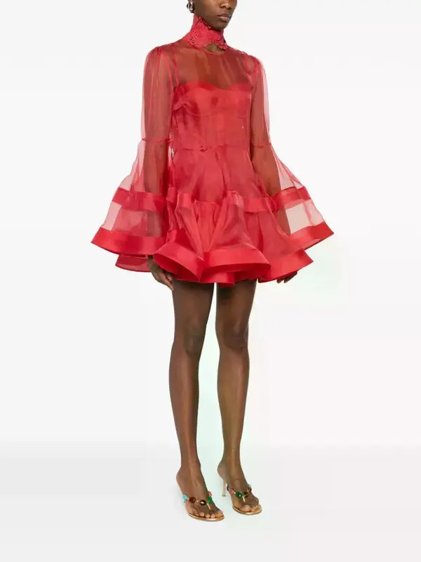 chinese dress ladies Zimmermann High Tide Lace Mini Dress in Guava size 3 / AU 12