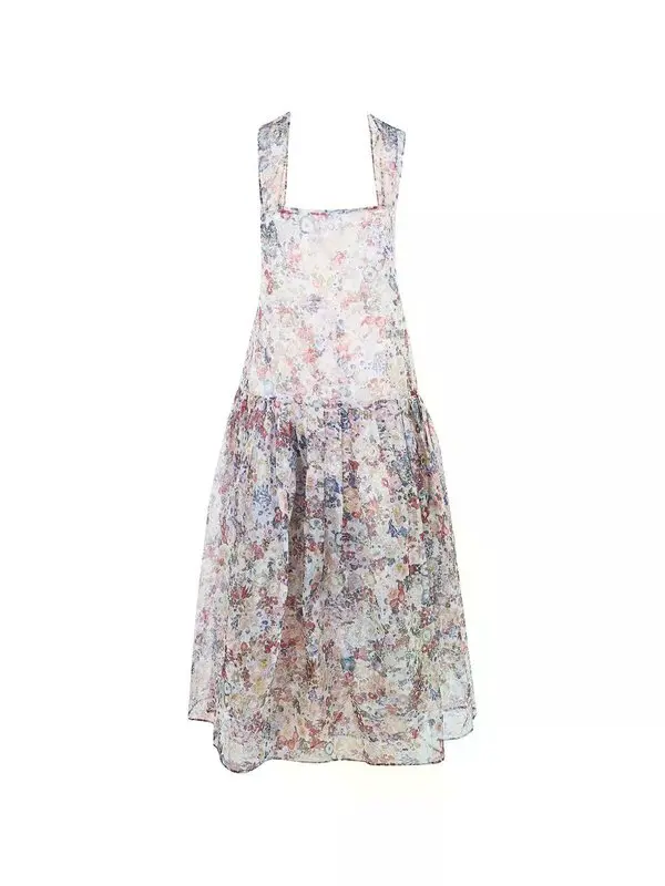 Khaite Amello Floral Open-back Dress - Neutrals