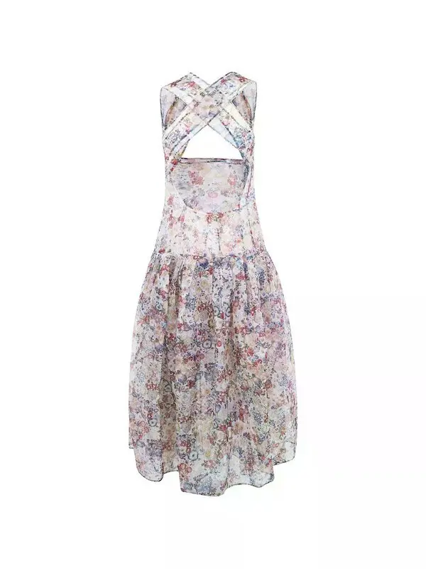 Khaite Amello Floral Open-back Dress - Neutrals