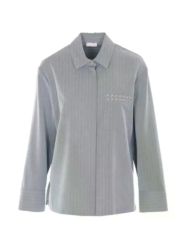 Liu Jo Striped Stud-embellished Shirt - Grey