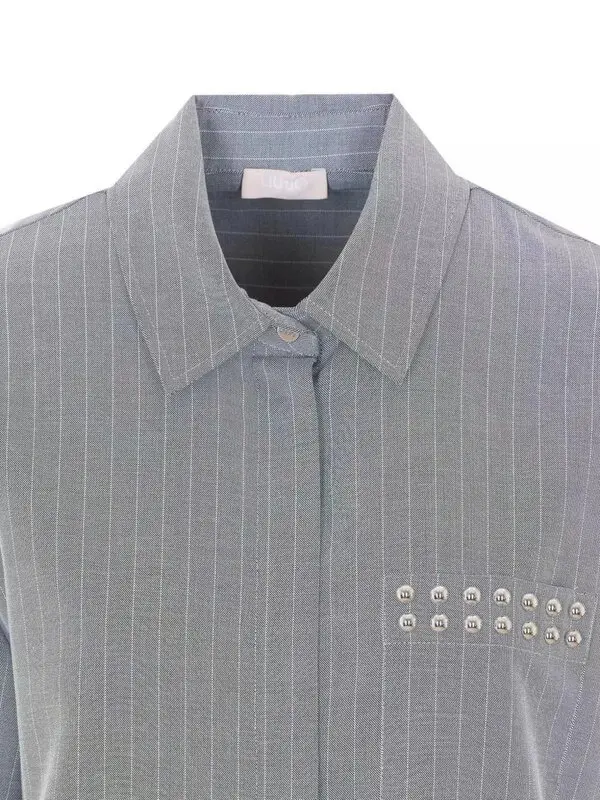 Liu Jo Striped Stud-embellished Shirt - Grey