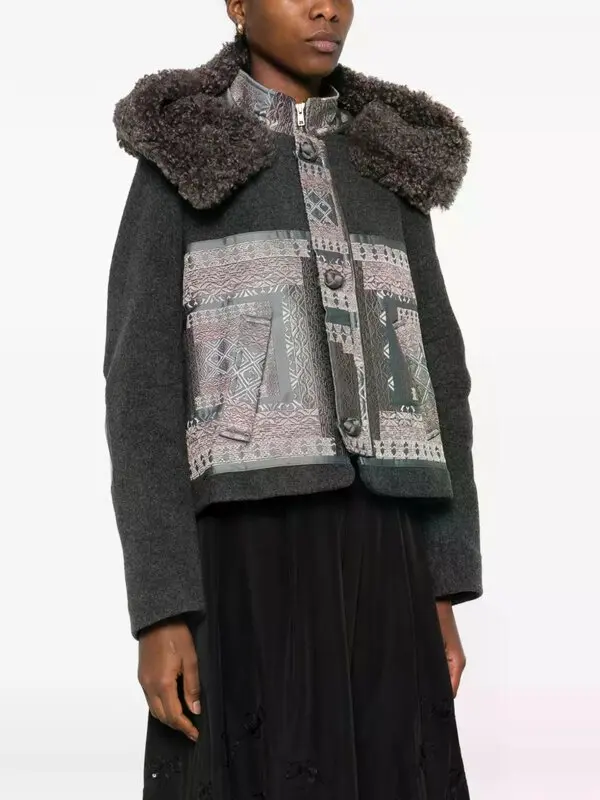 HUI MILANO Fur-collar Patterned Jacket