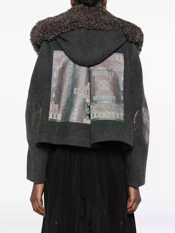 HUI MILANO Fur-collar Patterned Jacket