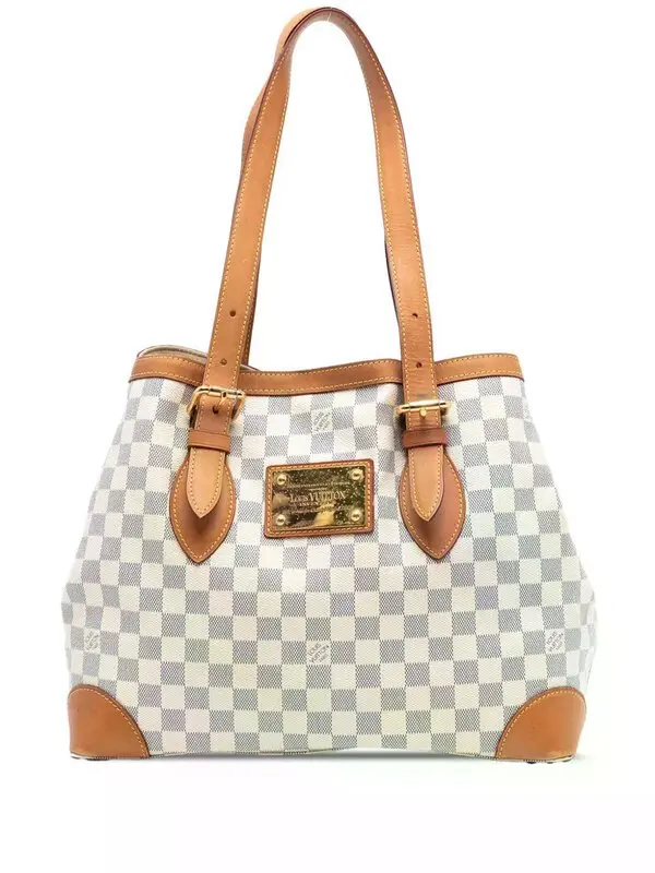 LOUIS VUITTON 2011 Damier Azur Hampstead Mm Tote Bag - White