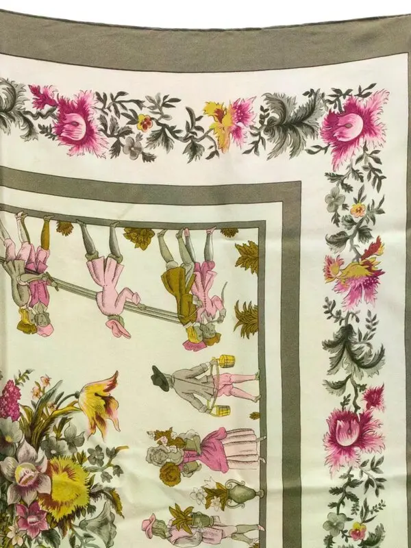 Hermès 1967 Les Jardiniers Du Roy Floral-print Silk Scarf - Neutrals