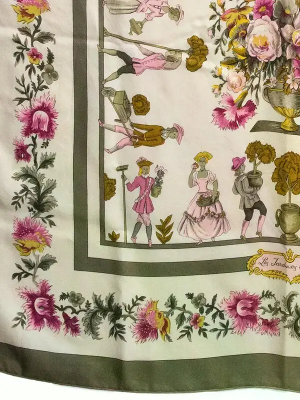 Hermès 1967 Les Jardiniers Du Roy Floral-print Silk Scarf - Neutrals