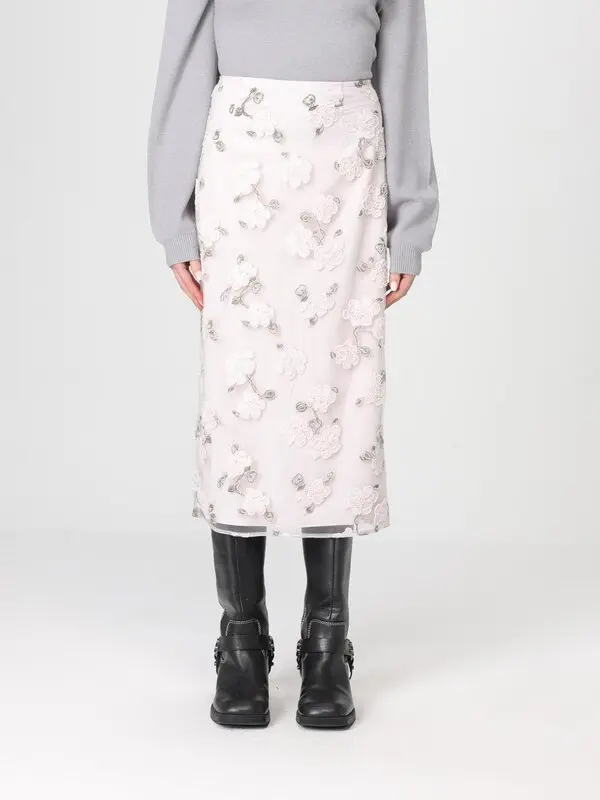 ROTATE BY BIRGER CHRISTENSEN Floral Appliqué Midi Skirt