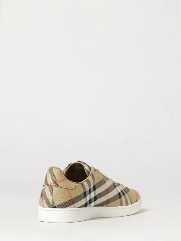 Burberry Low-top Trainers In Leather And Vintage Check Canvas - Beige