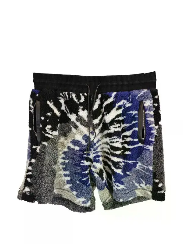 Amiri Tie-dyed Leather-trimmed Drawstring Shorts