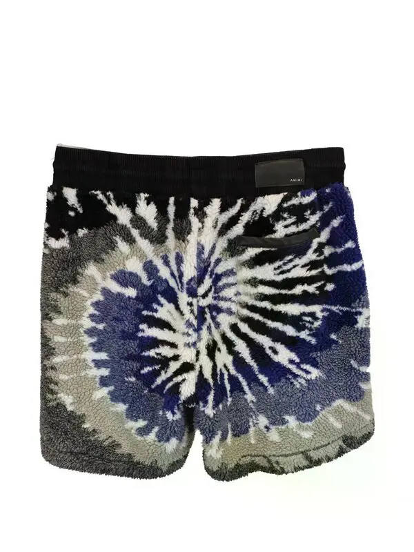 Amiri Tie-dyed Leather-trimmed Drawstring Shorts
