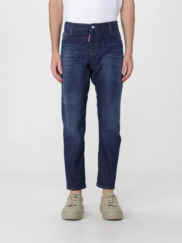 Dsquared2 Regular Fit Straight Stretch Denim Jeans - Navy