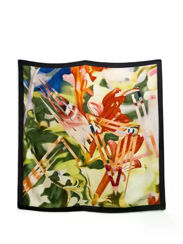 LOUIS VUITTON 1987 Le Jardin Aux Orchidées Floral Silk Scarf - Neutrals