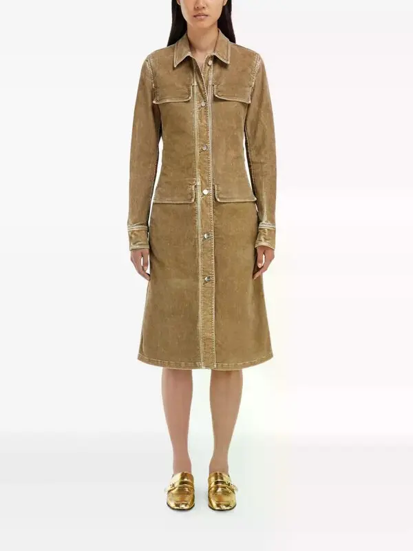 FERRAGAMO Flocked Mini Shirt Dress