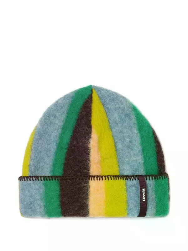 Sunnei Chunky Striped Beanie - Blue
