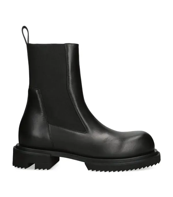 Rick Owens Leather Beatle Gabe Ankle Boots