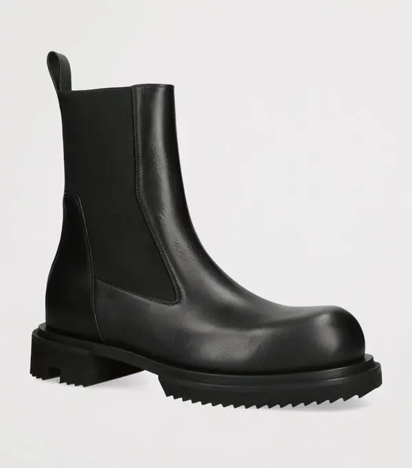 Rick Owens Leather Beatle Gabe Ankle Boots