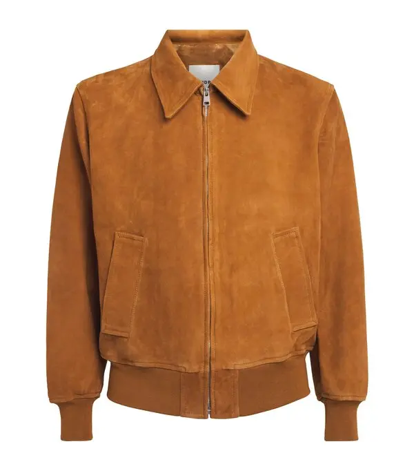Sandro Suede Bomber Jacket - Red