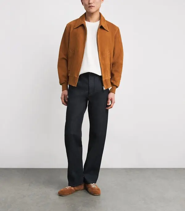 Sandro Suede Bomber Jacket - Red