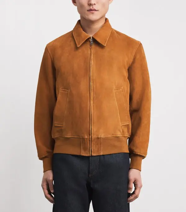 Sandro Suede Bomber Jacket - Red