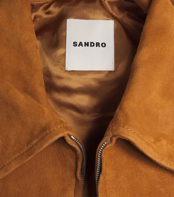 Sandro Suede Bomber Jacket - Red