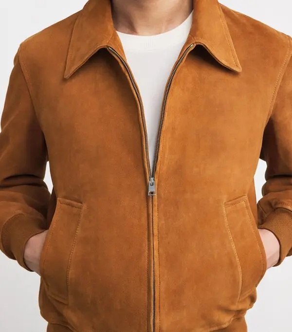 Sandro Suede Bomber Jacket - Red