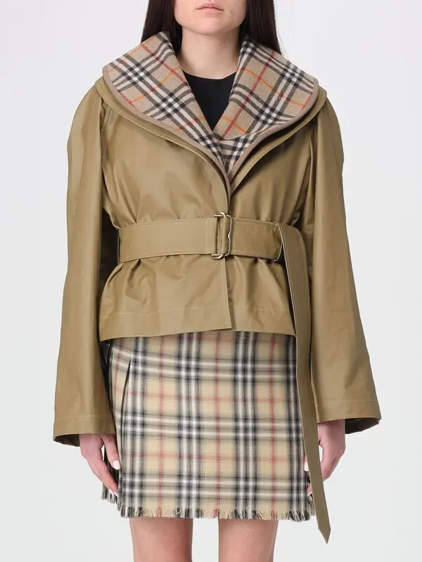 Burberry Belted Jacket With Iconic Check Lining - Beige