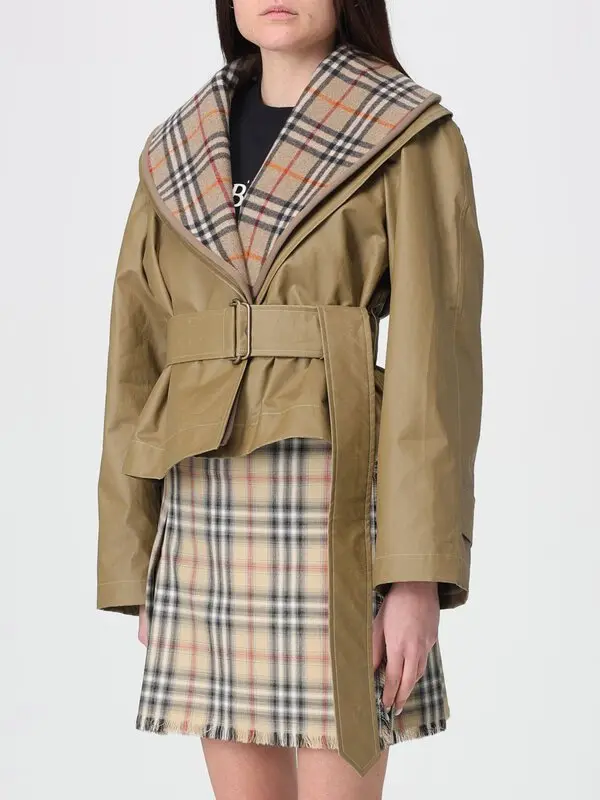 Burberry Belted Jacket With Iconic Check Lining - Beige