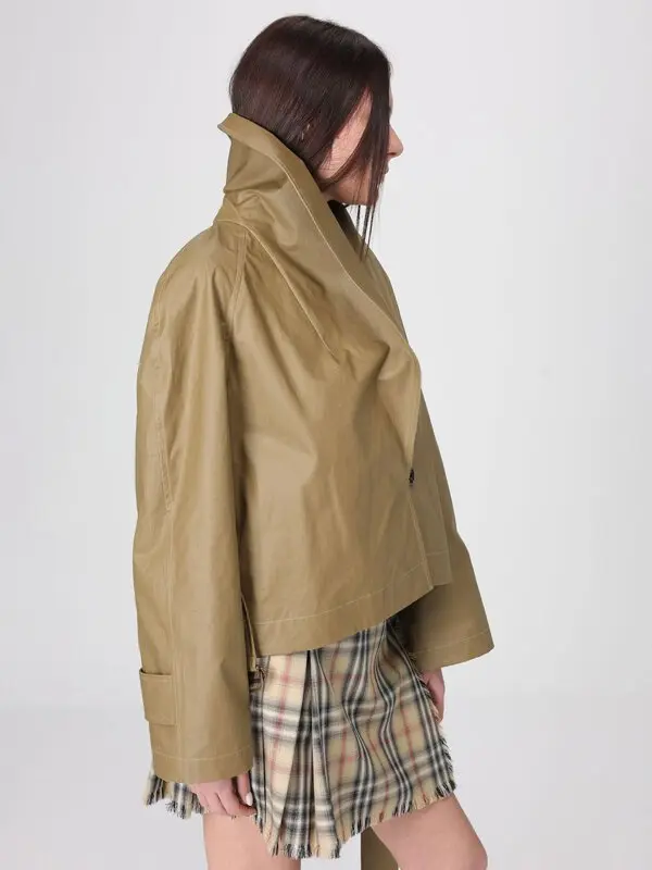 Burberry Belted Jacket With Iconic Check Lining - Beige