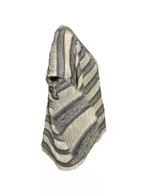Maje Striped Fringed Poncho