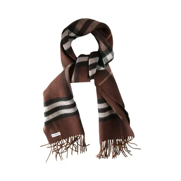 Burberry Reversible Ekd Check Cashmere Scarf 'treacle - Brown