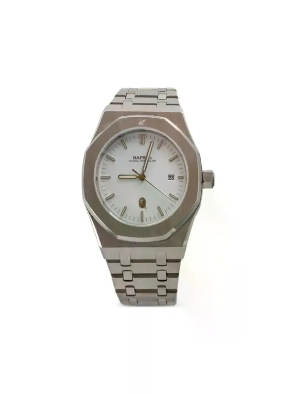 A BATHING APE Silver Tone 40mm Watch - White