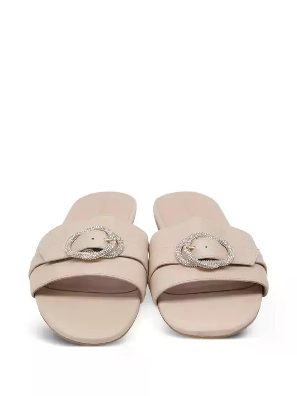 STUART WEITZMAN Crystal-embellished Round-toe Slides