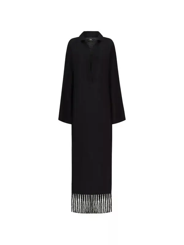 TALLER MARMO Bordighera Fringed-hem Maxi Dress - Black