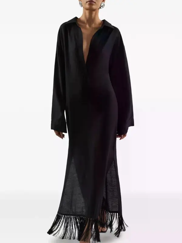 TALLER MARMO Bordighera Fringed-hem Maxi Dress