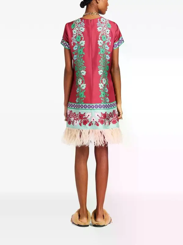 La DoubleJ Floral Fringed Swing Dress - Red