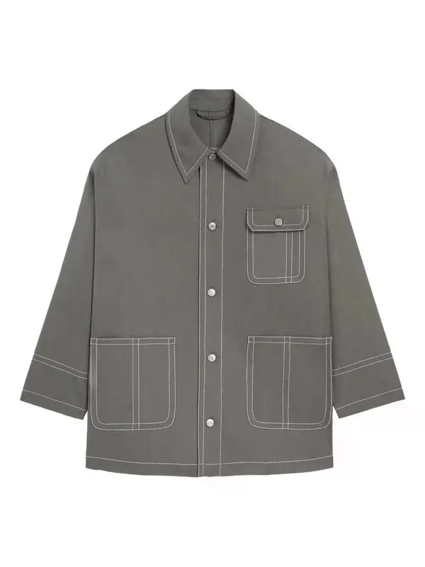 Ami Patch-pocket Worker Jacket - Grey