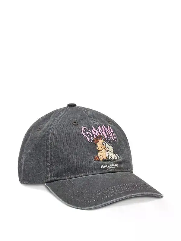 GANNI Embroidered Baseball Cap - Grey