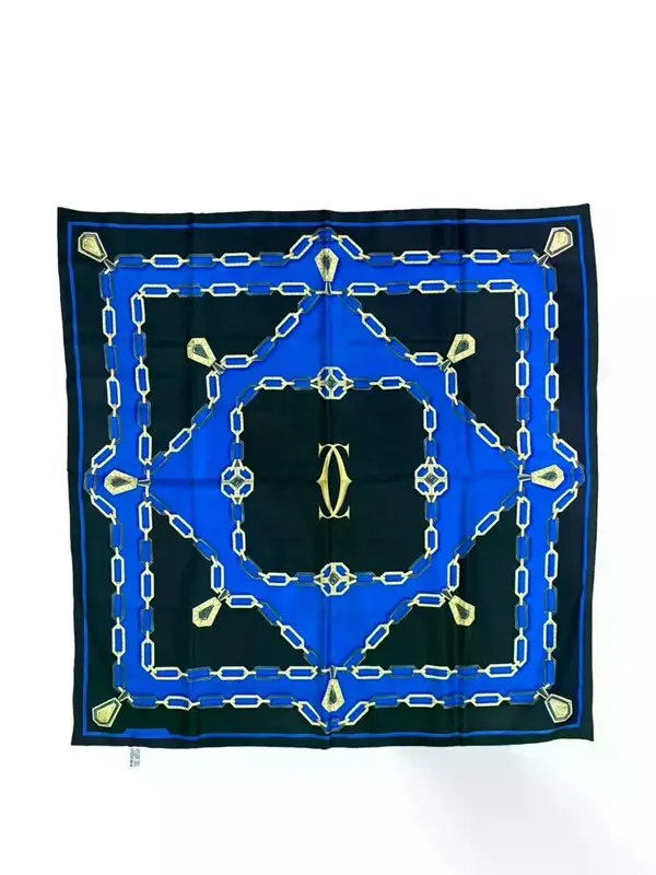CARTIER 20th Century Must De Chain Silk Scarf Scarves - Blue