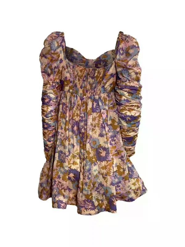 Zimmermann Ruched Floral-print Mini Dress
