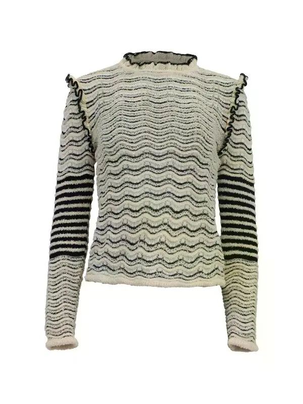 Ulla Johnson Striped Ruffled Knitted Sweater