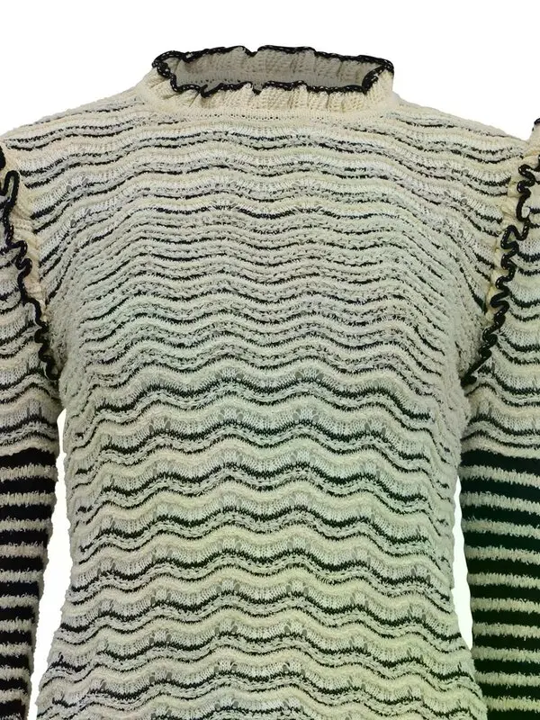 Ulla Johnson Striped Ruffled Knitted Sweater