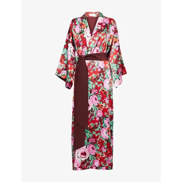 Olivia Von Halle Queenie Floral Silk Robe - Moulin