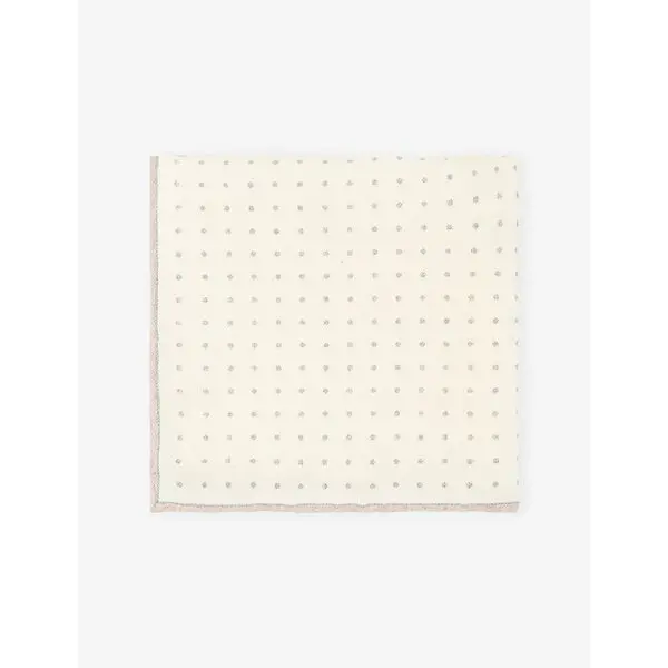 Eleventy Polka-dot Wool And Cotton-blend Pocket Square - Avorio E Denim