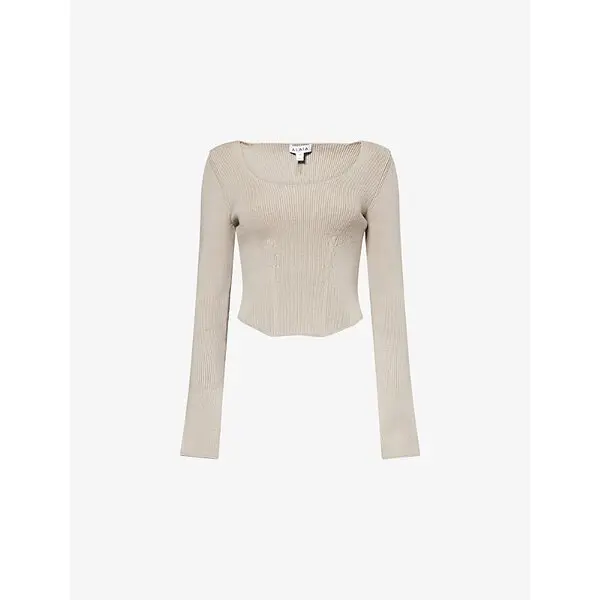 Alaïa Long-sleeve Corset Wool-blend Top