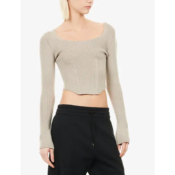 Alaïa Long-sleeve Corset Wool-blend Top