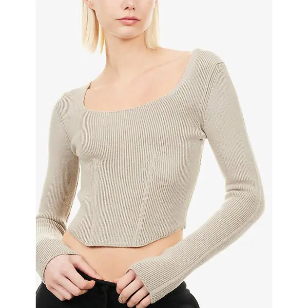 Alaïa Long-sleeve Corset Wool-blend Top